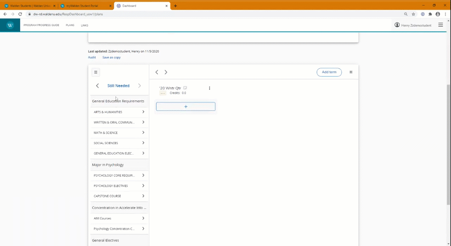 Walden | Degree Works | Student Education Planner